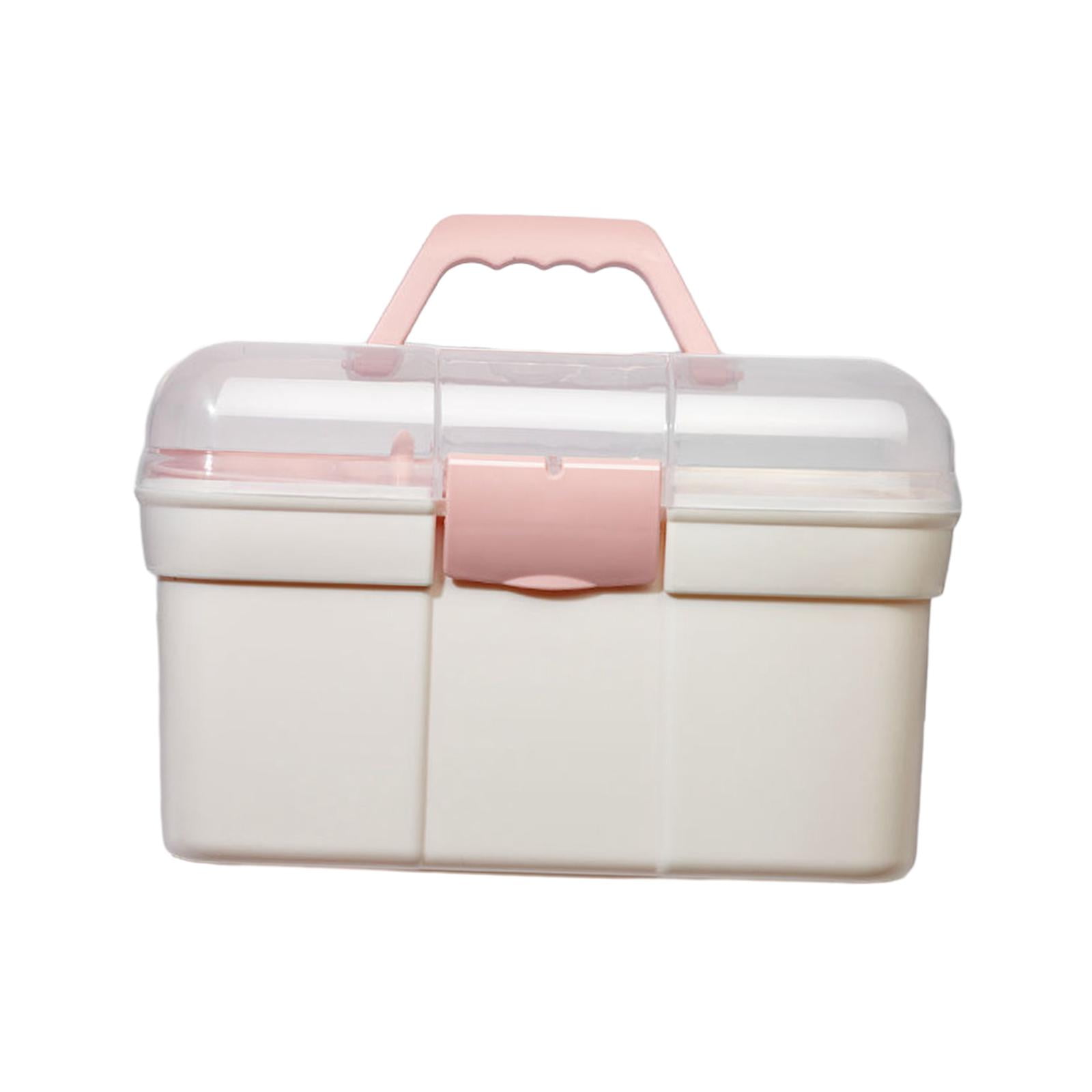 Portable Handled Storage Box Sewing Box 2 Layers Art Craft Organizer ...