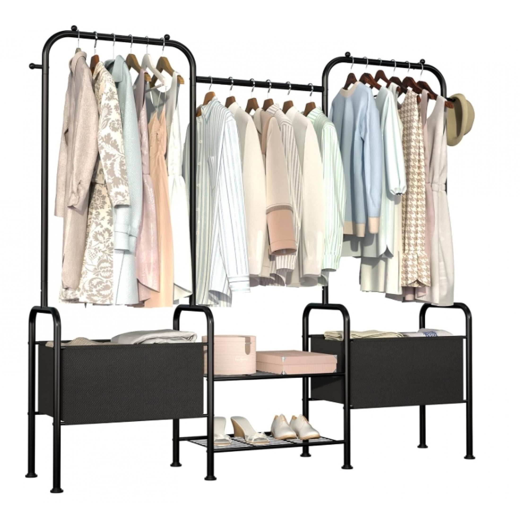 Portable Hangers With 3 Shelves, Independent Wardrobe Organizer, And ...
