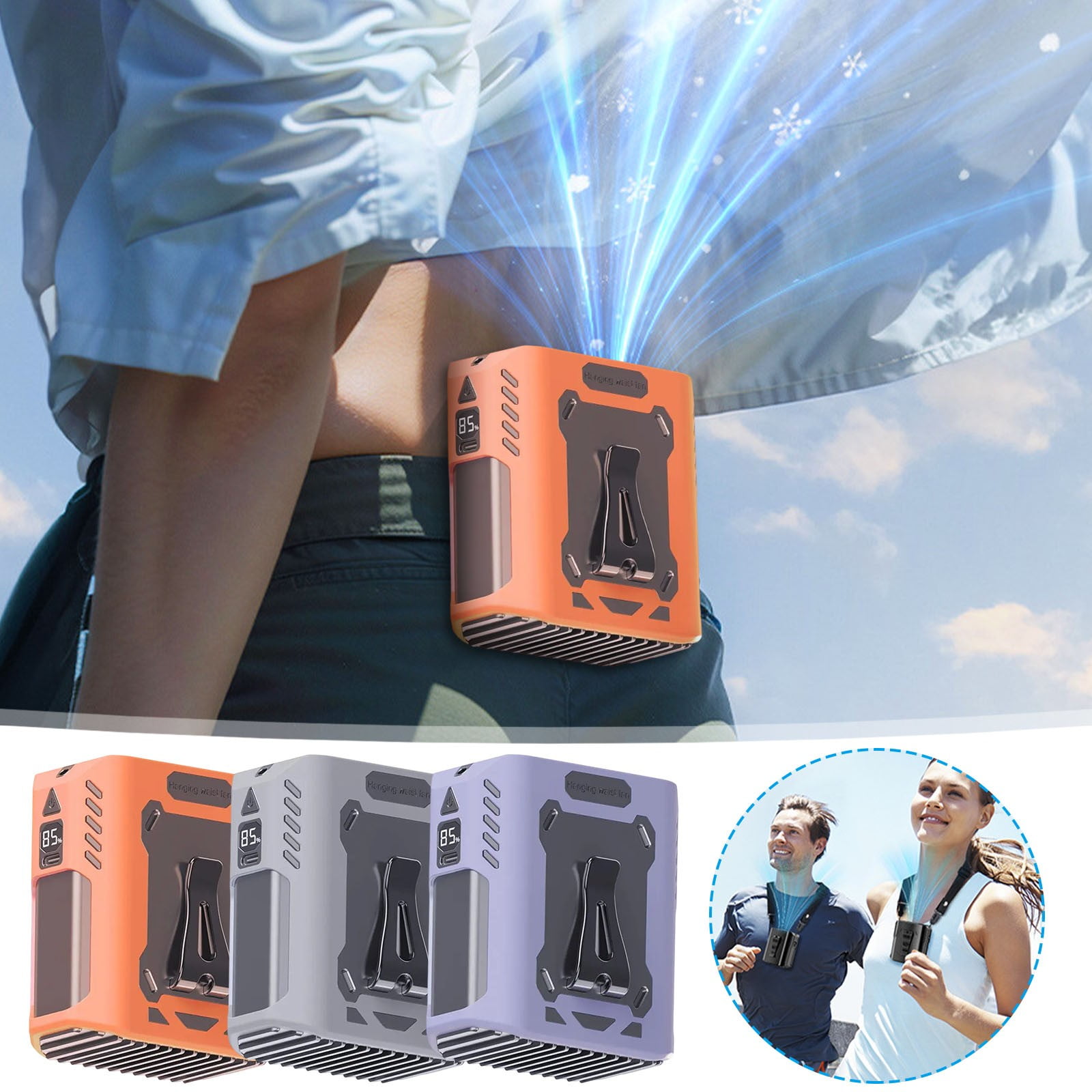 Portable Hanging Fan, 5 Speeds with 8000mah Battery, Hands Free Waist ...