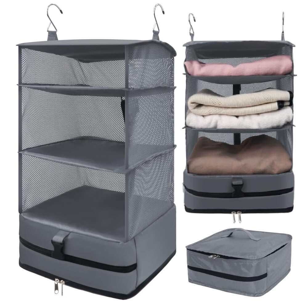 Portable Hanging Travel Shelves Bag Suitcase Organizer Carry-on Closet ...