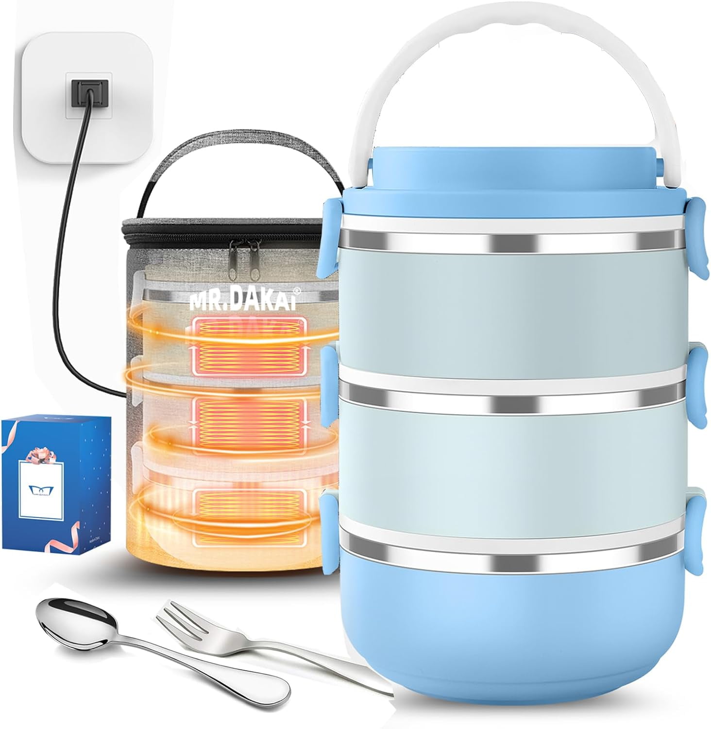 Portable Heated Bento Lunch Box for Adults, Food Warmer Electric Lunch ...