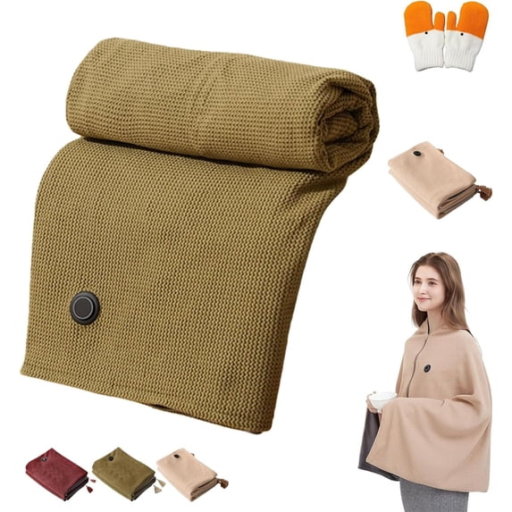 Portable Heated Blanket Shawl Wrap, Fast Heating Wearable USB Powered ...