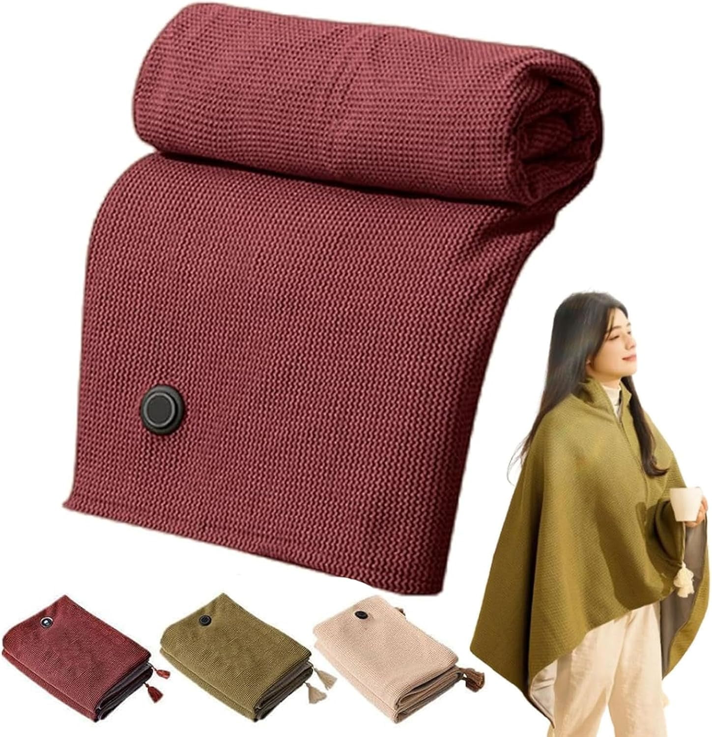 Portable Heated Blanket Wrap Shawl, Heated Shawl Wraps for Women, USB ...