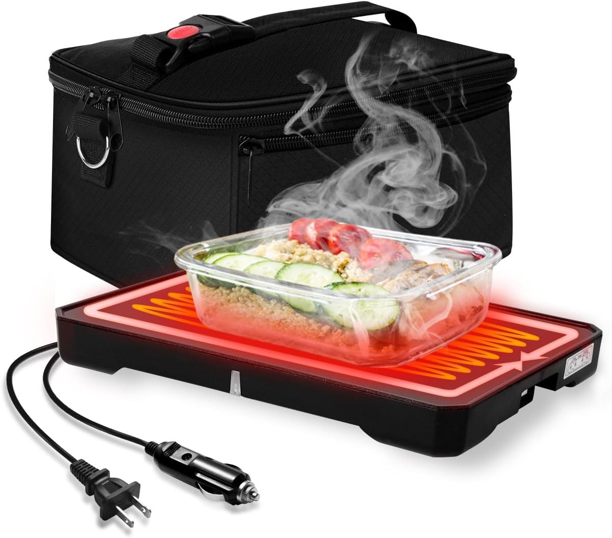 Portable Heated Lunch Box, 12V/24V/110V Conduction Heating Portable ...