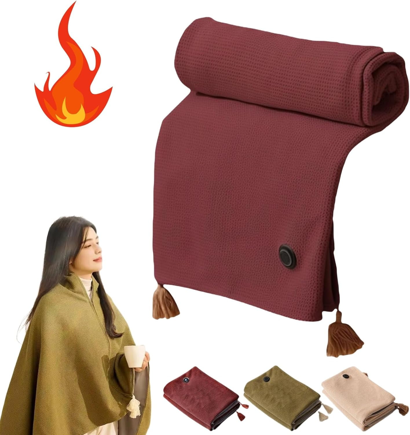 Portable Heated Shawl, Heated Shawl Wraps for Women, Portable Soft ...