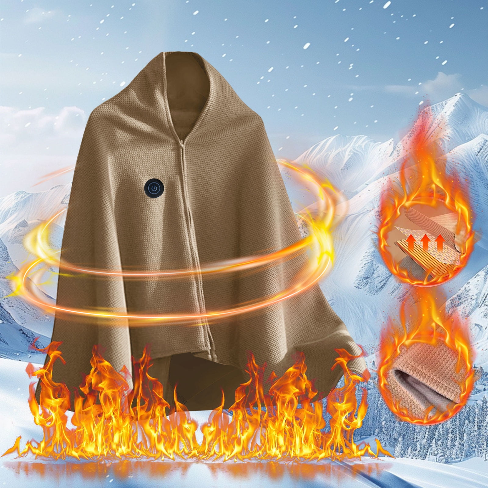 Portable Heated Shawl Wraps Battery Operated, Portable Soft Zipper ...