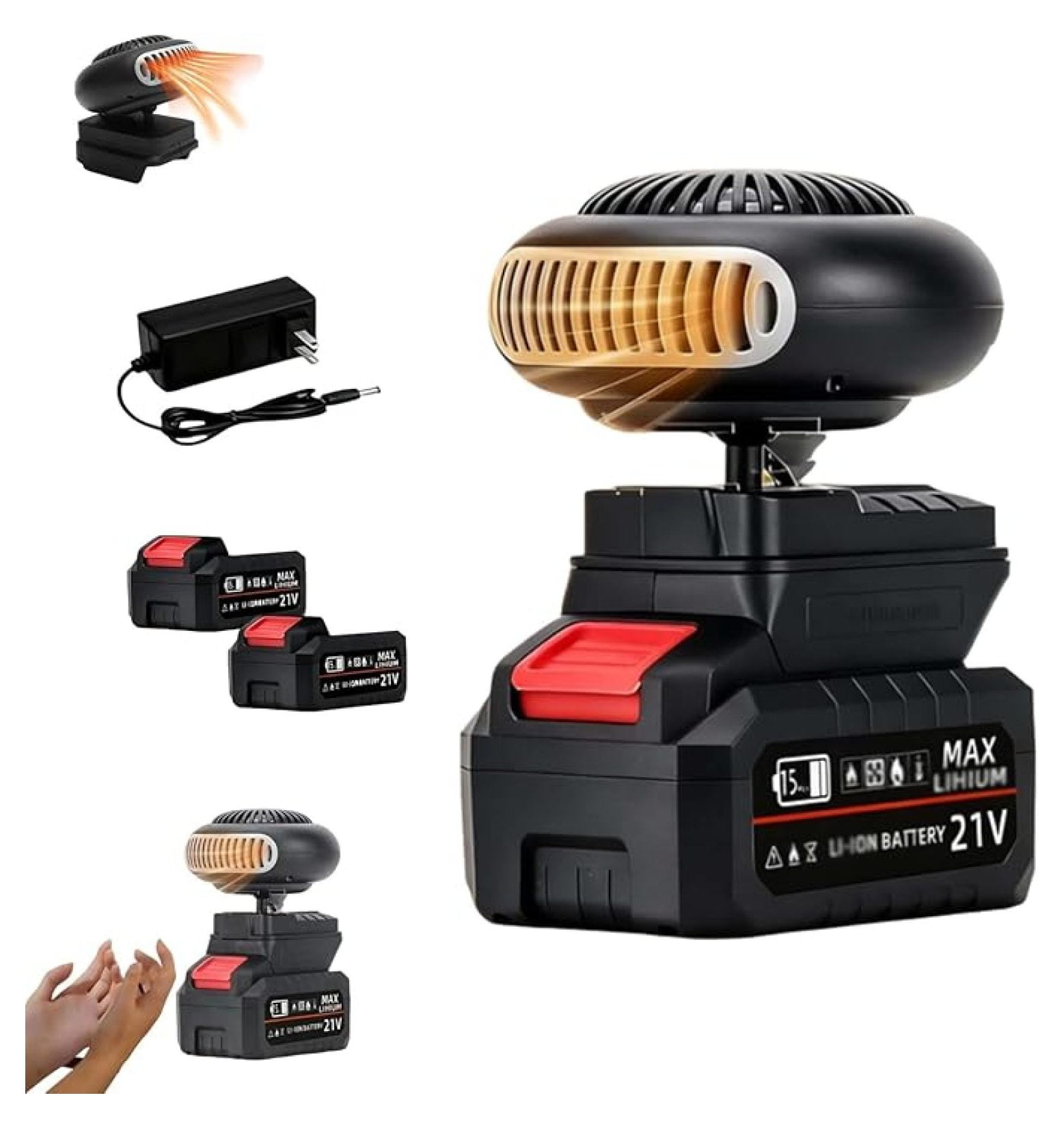 Portable Heater, Battery Powered Heater for Camping - 360° Rotation ...