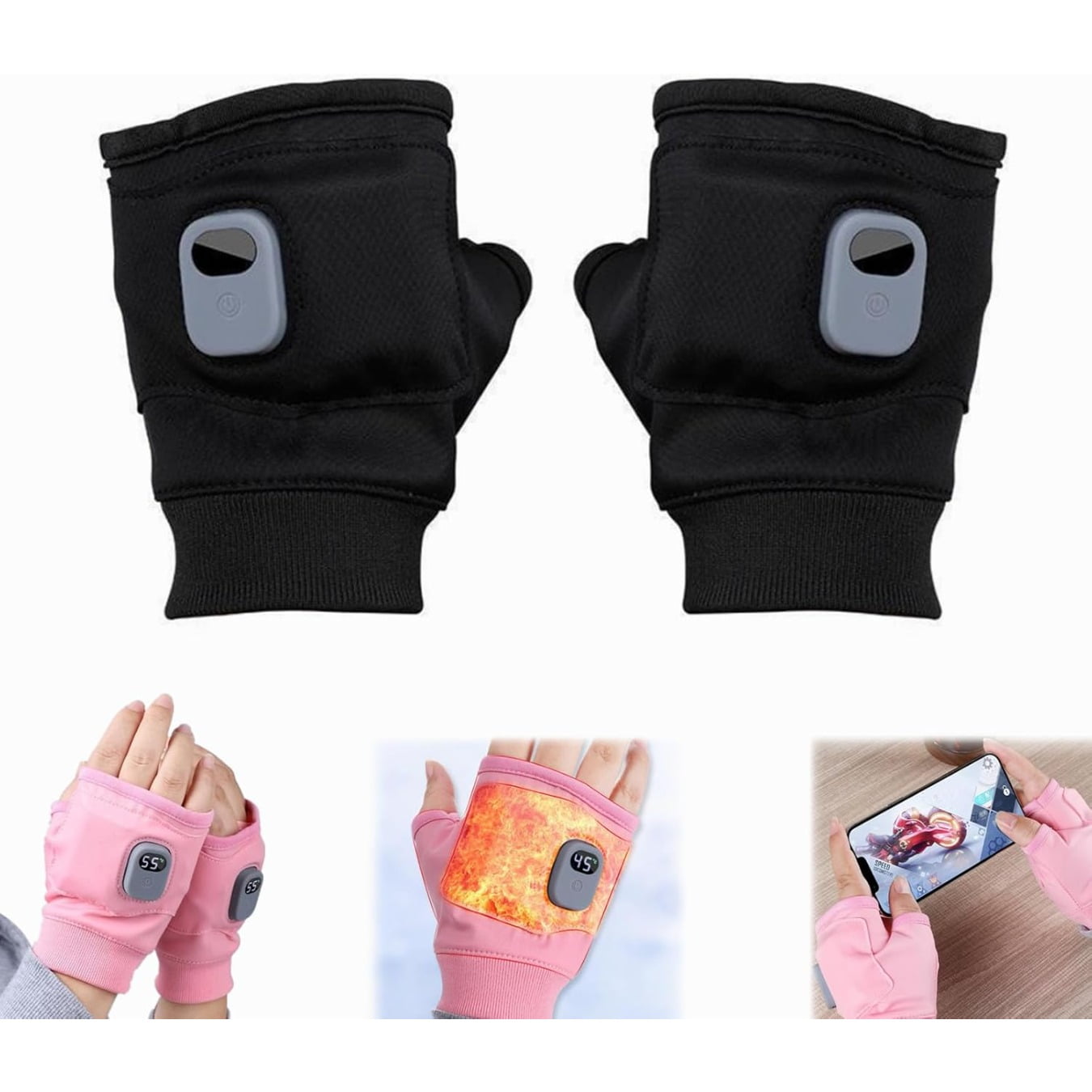 Portable Heating Gloves with Digital Display, Smart Thermostatic Heated ...