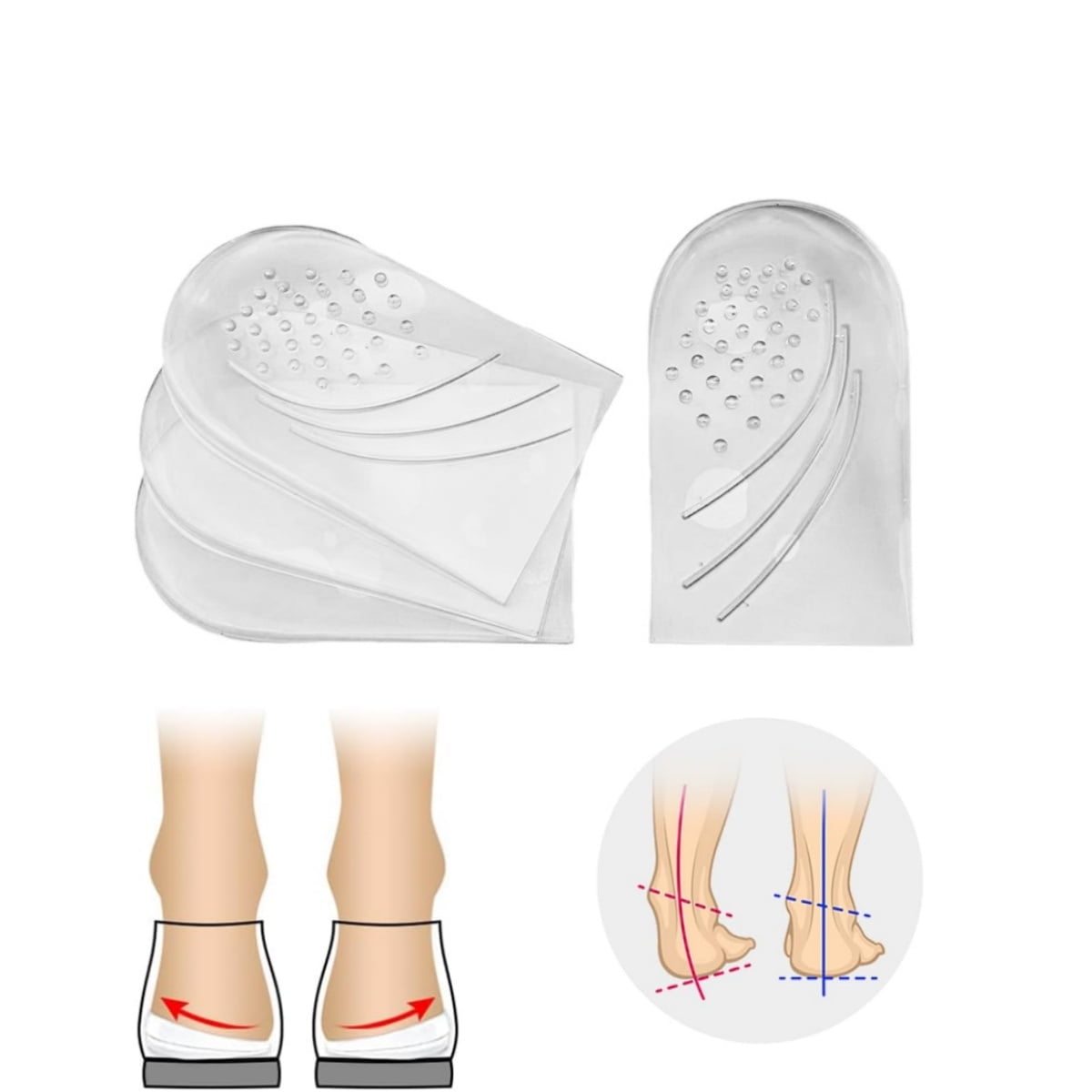 Portable Heel Insoles,3 Layers Adjustable Heel Wedge Inserts,QZS ...