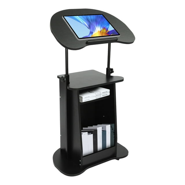 Portable Height Adjustable Podium Stand Rolling Lectern Desk with ...