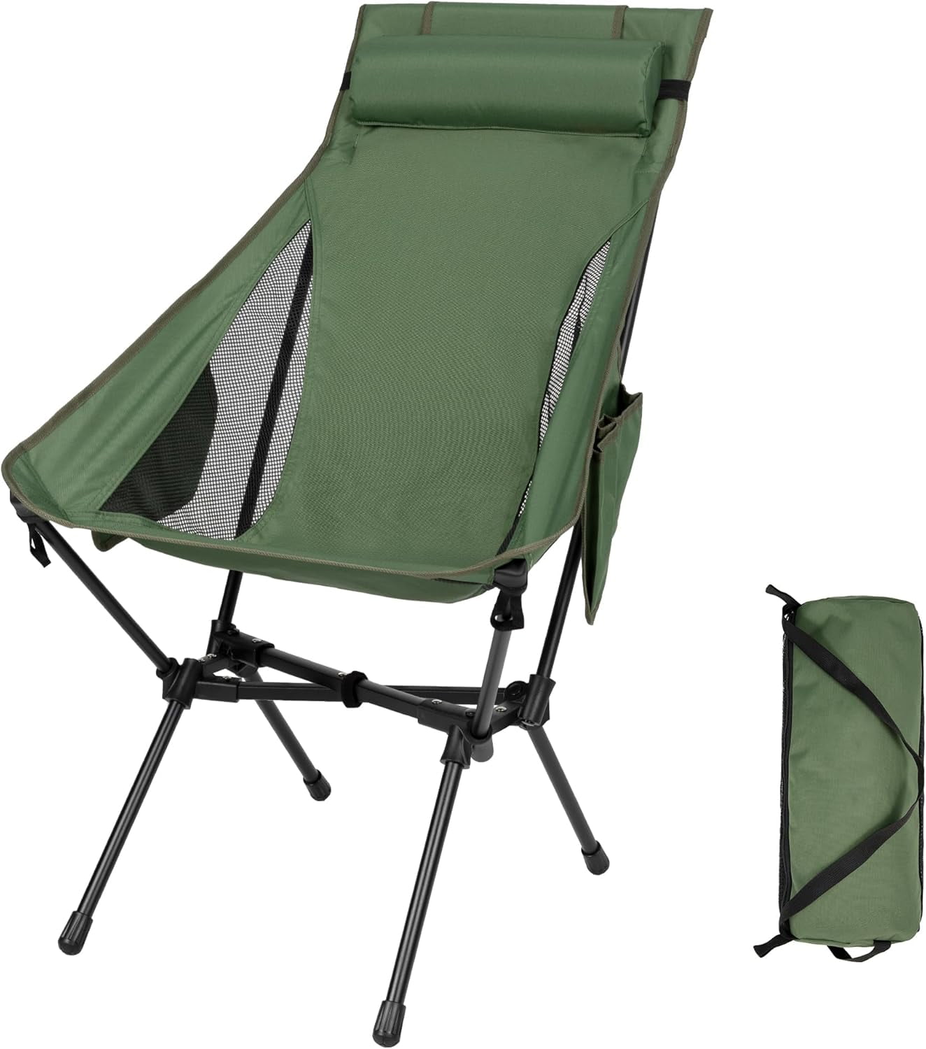 Portable High Back Camping Chair, Support Heavy Duty 440 lbs, Compact ...