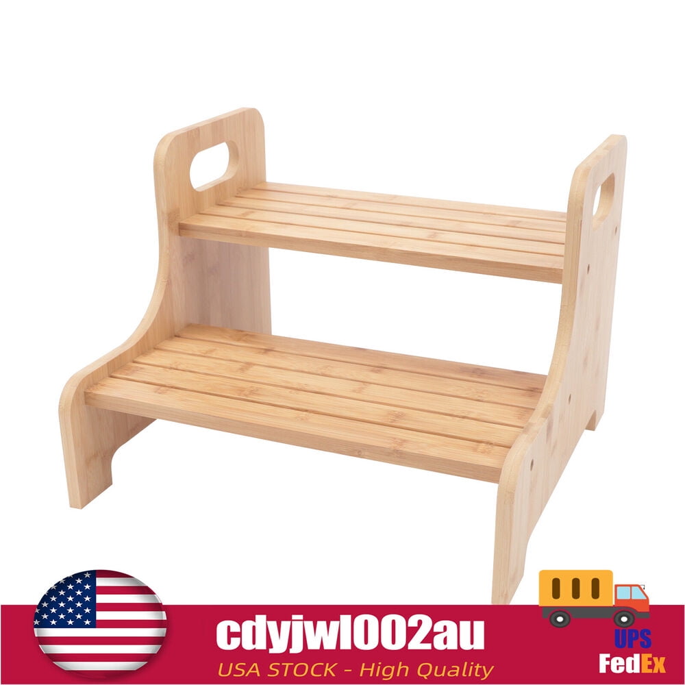 Portable High Bed Steps Wooden Two Step Stool For Elderly/ Child Ladder ...