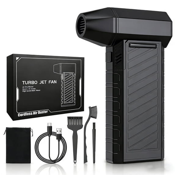 Portable High-Power Blower Fan with 3 Speed Settings, Built-in LED ...