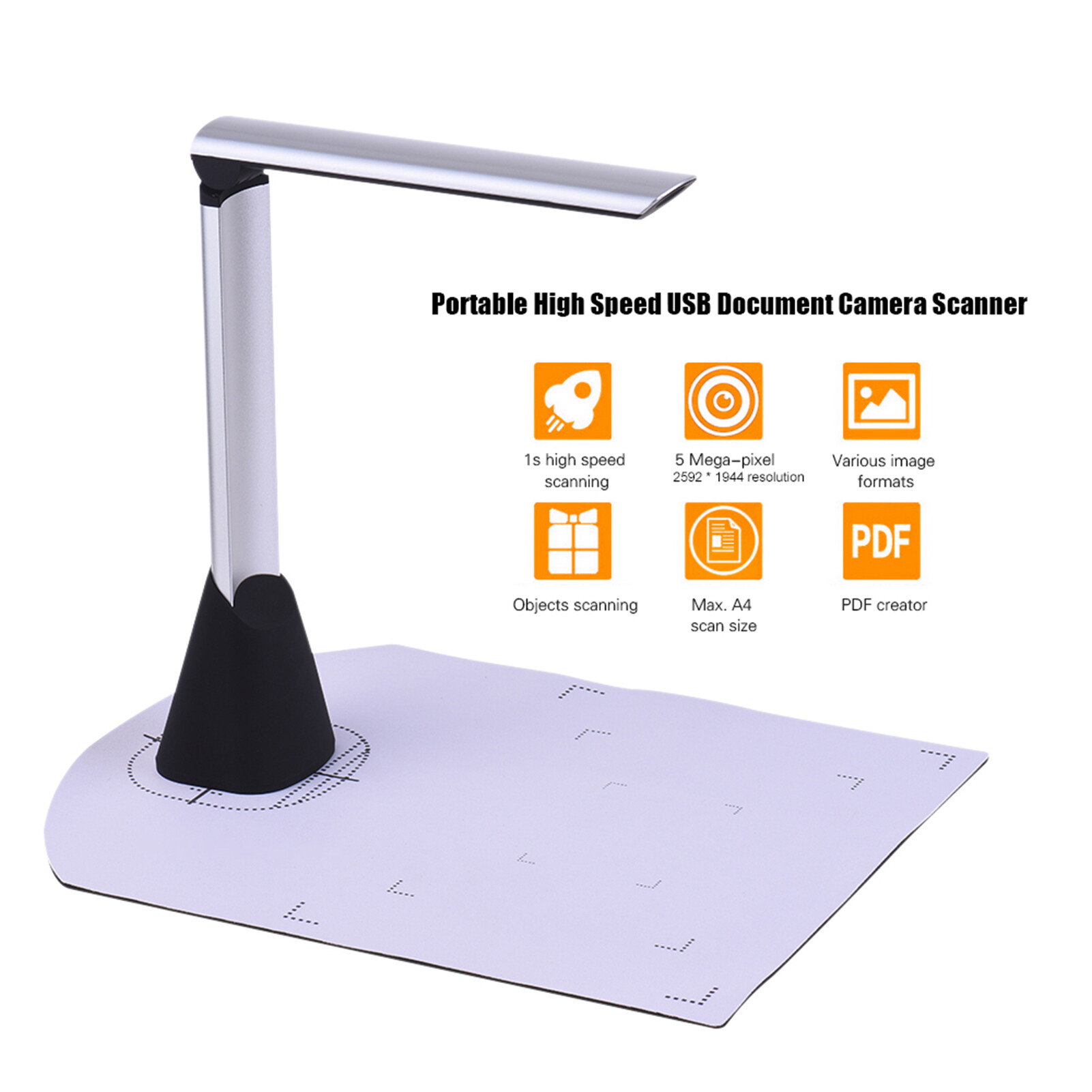 Portable High Speed USB Book Image Document Camera Scanner 5 Mega-pixel ...