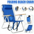 DBPOWER Portable Beach Chair, High Strength, Adjustable Headrest, Extra ...