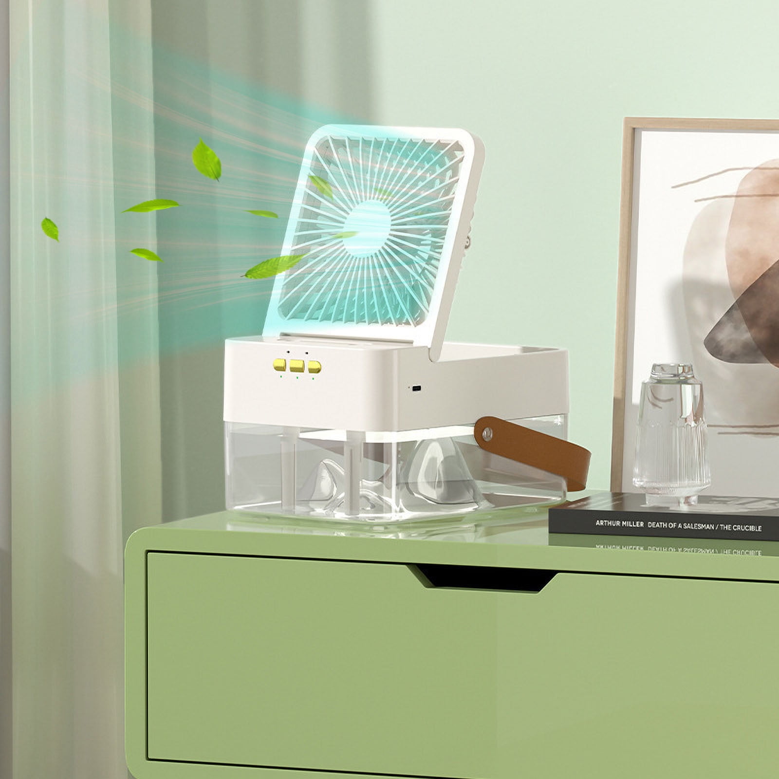 Portable Humidifying Misting Desktop Fan with Remote Control and USB ...