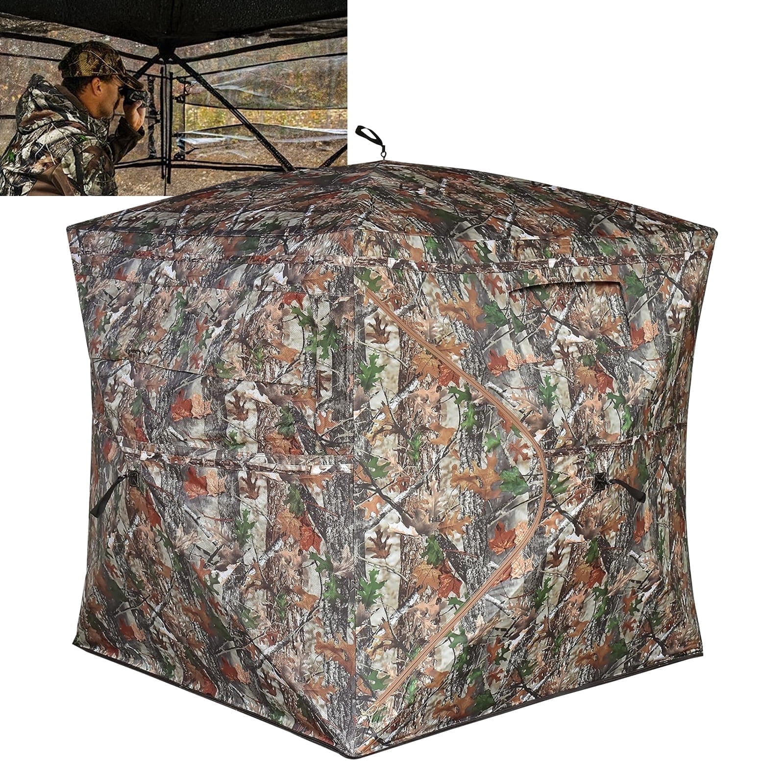 Portable Hunting Blind: 360 Degree See Through 2-3 Person Pop up Ground ...