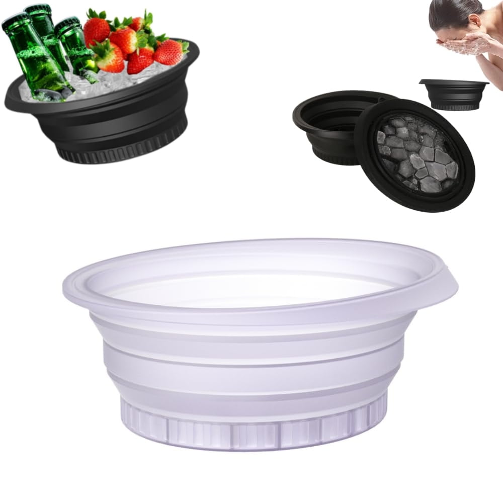 Portable Ice Bath Bowl for Face - Collapsible Silicone Bowl with Built ...