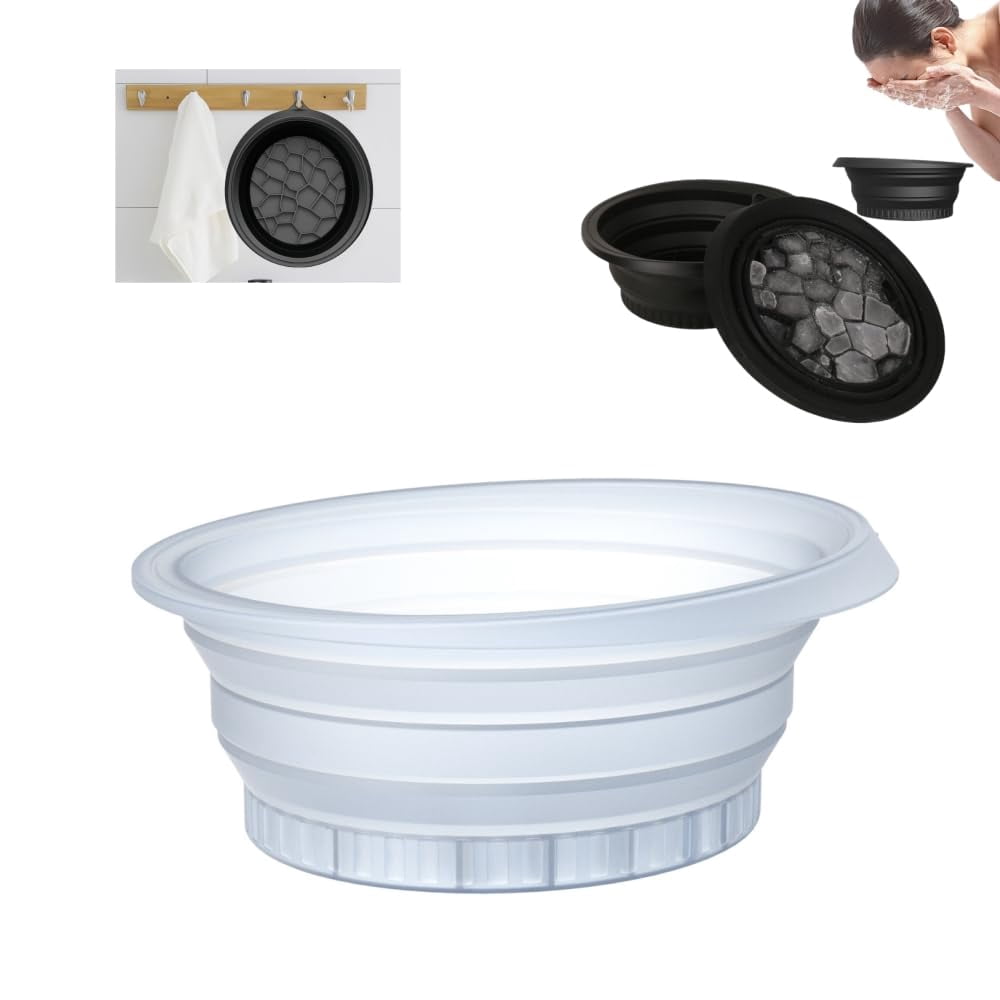 Portable Ice Bath Bowl for Face - Collapsible Silicone Bowl with Built ...