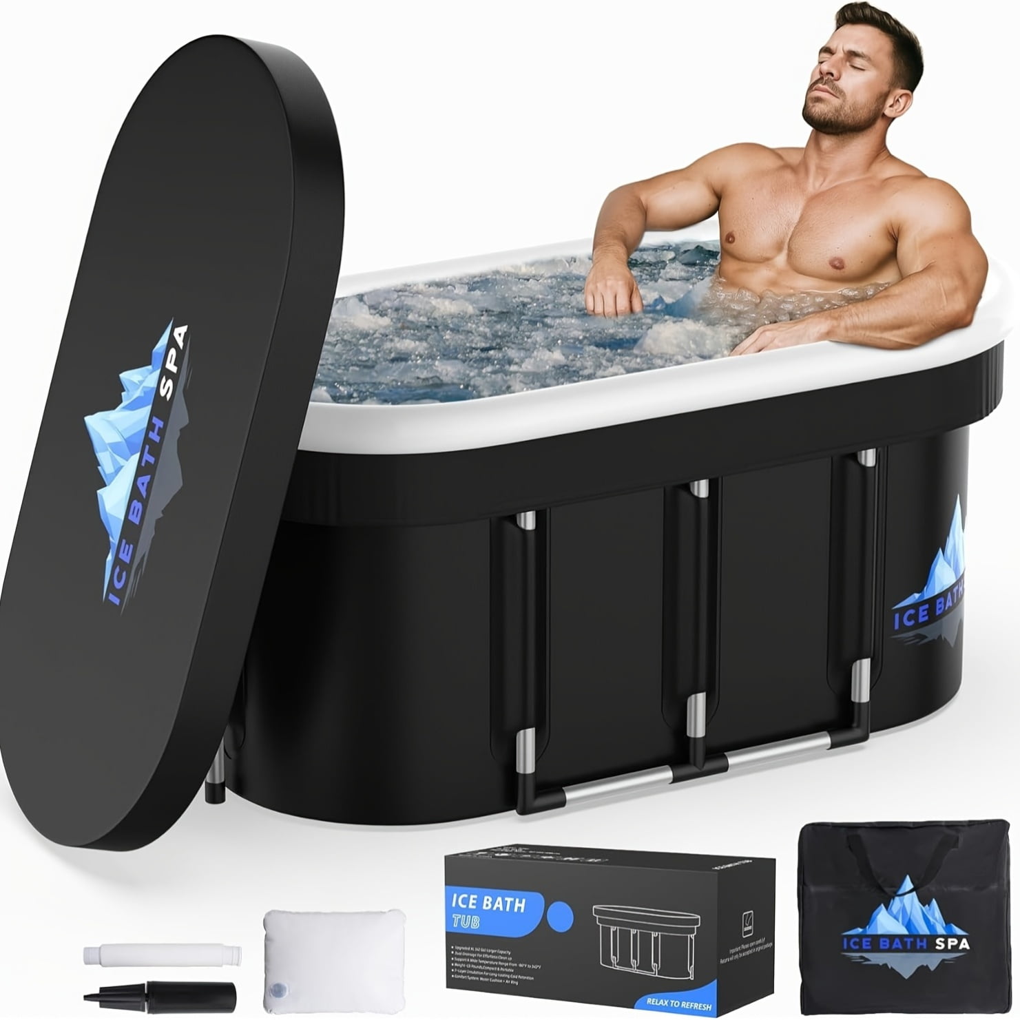 [Portable Ice Bath Tub] Portable XXL 142 Gal Oval Ice Bath Tub with ...