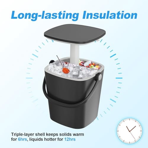 Portable Ice Bucket Cooler Table, Outdoor Drink Cooler Bar, Lift Top ...