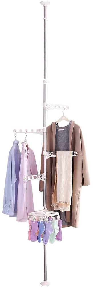 Portable Indoor Garment Coat Drying Rack Free Standing Clothes Storage ...