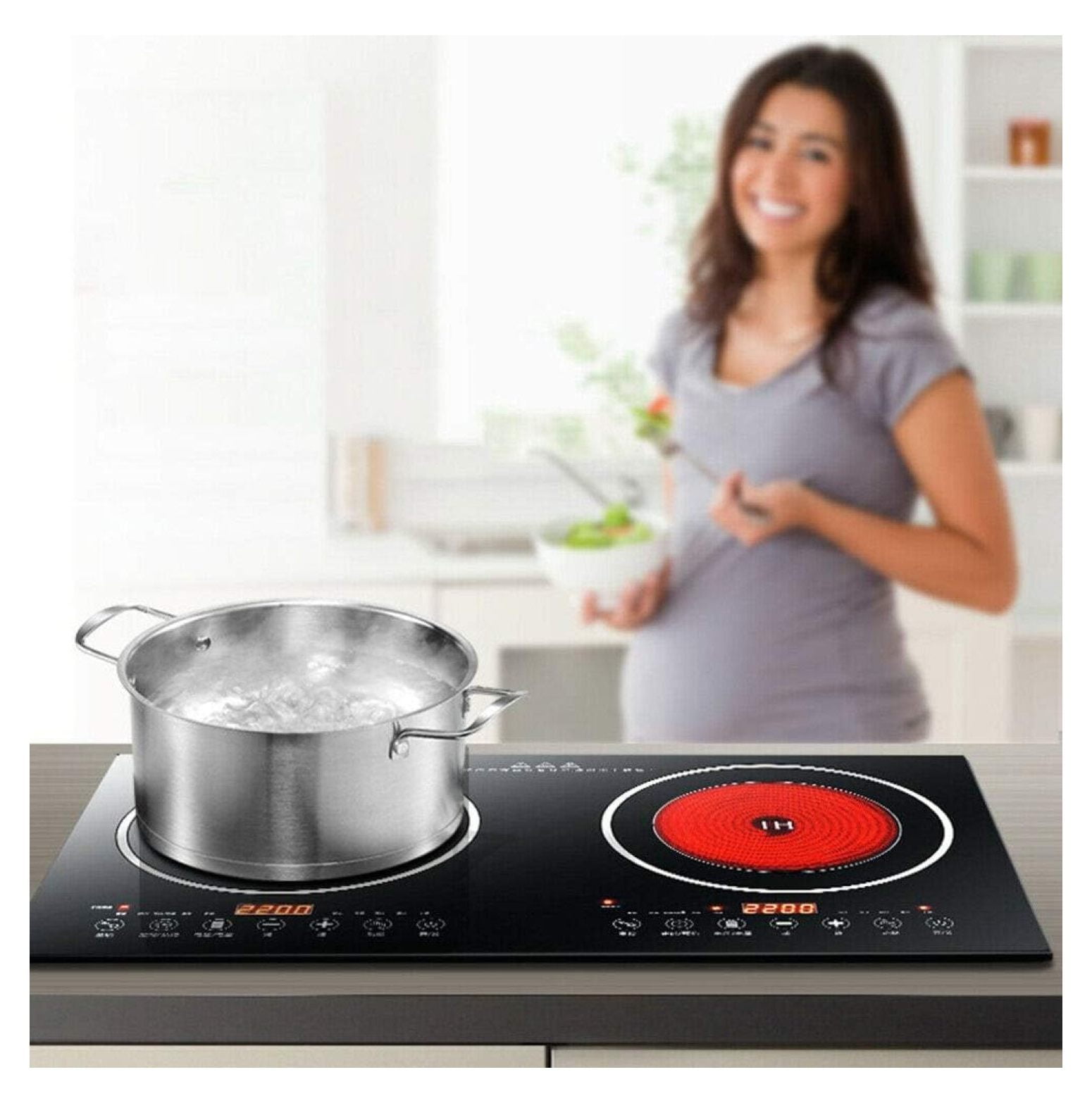 Portable Induction Cooktop - 110V 8 Levels Electric Dual Induction ...