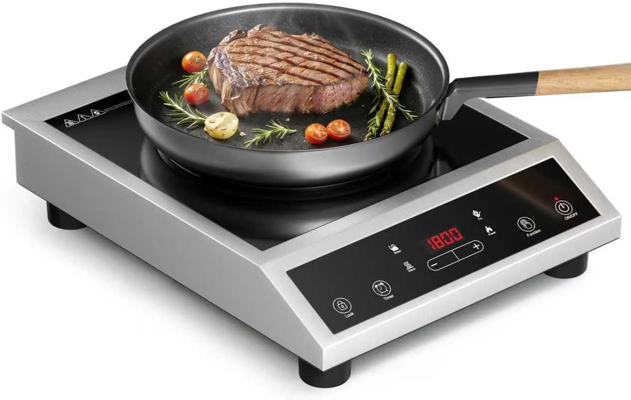 Portable Induction Cooktop 1800W, Single Burner Induction Cooker with ...
