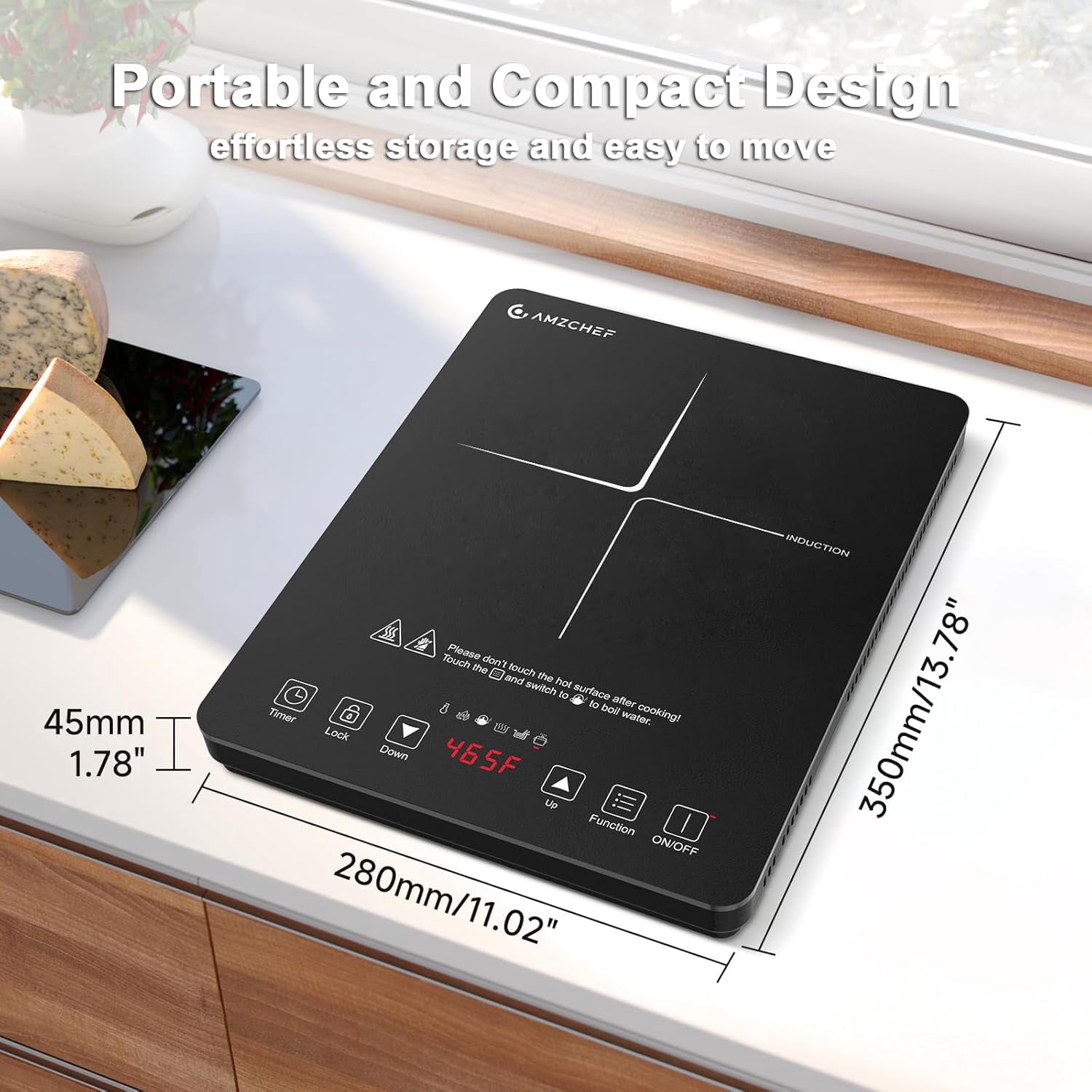 Portable Induction Cooktop with 4 Preset Menus, 20 Temperature & Power ...