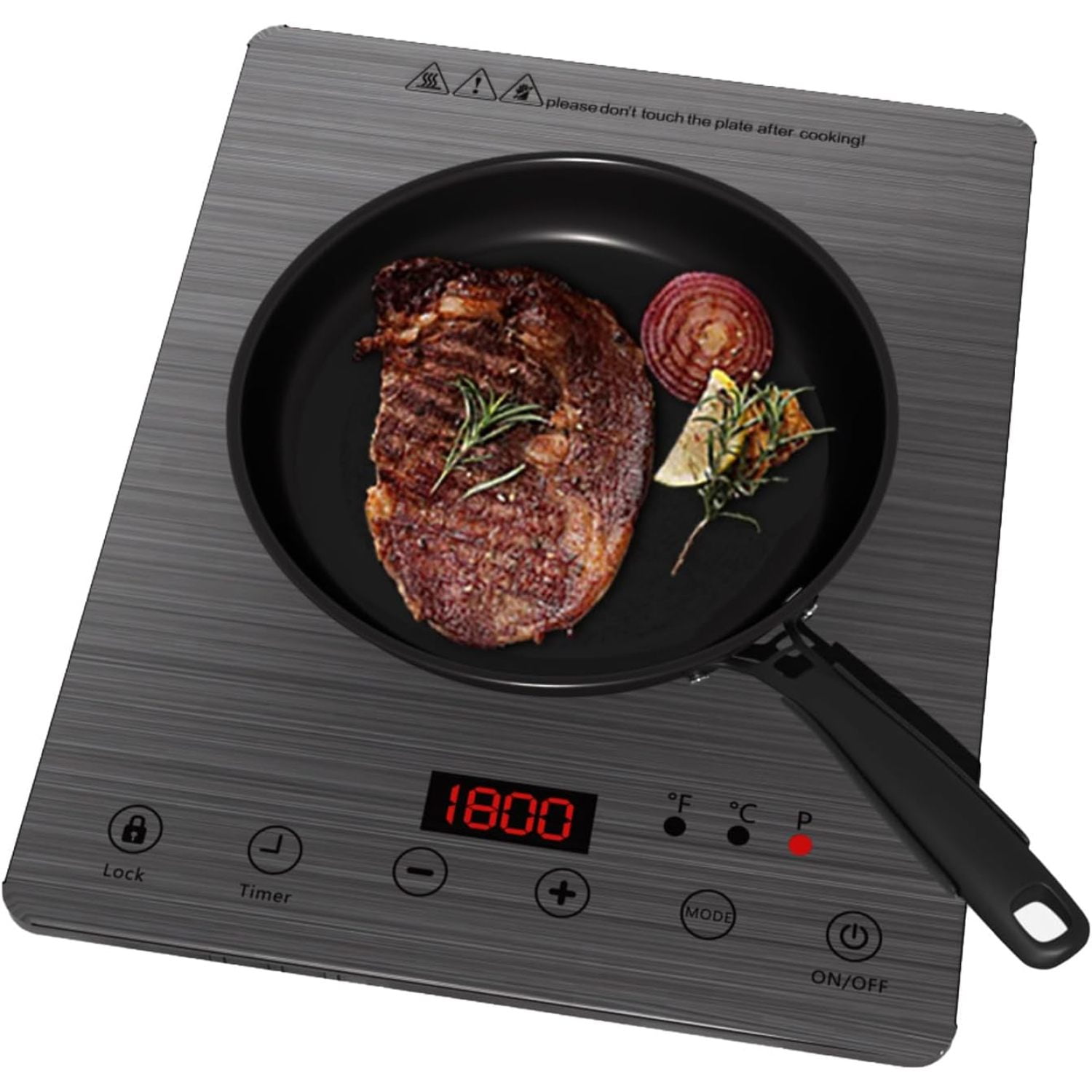 Portable Induction Cooktop, KXITGSIMRE 1800W Electric Induction Burner ...