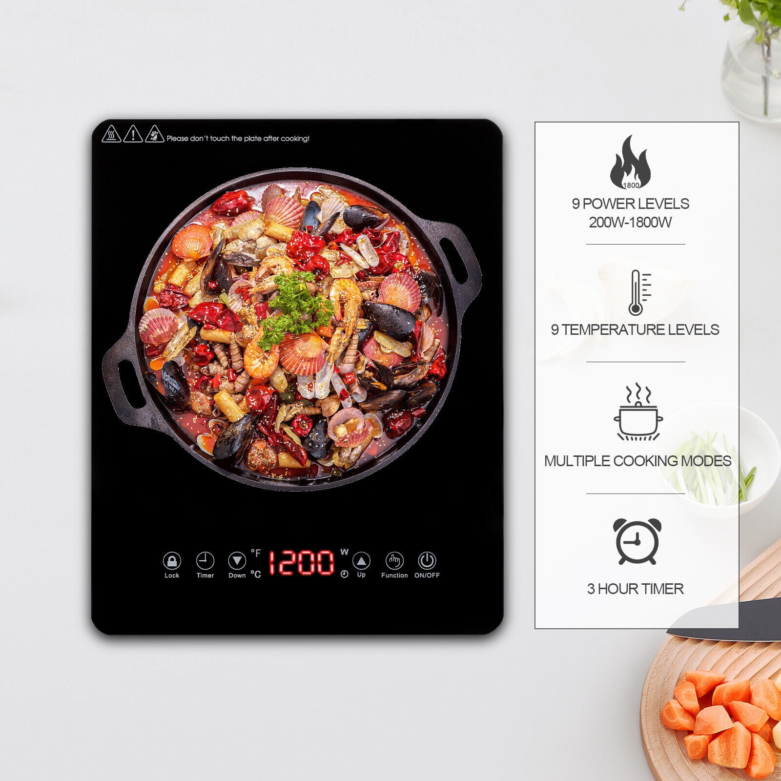Portable Induction Infrared Cooktop 1800W Burner Cooker Hot Pot Stove ...