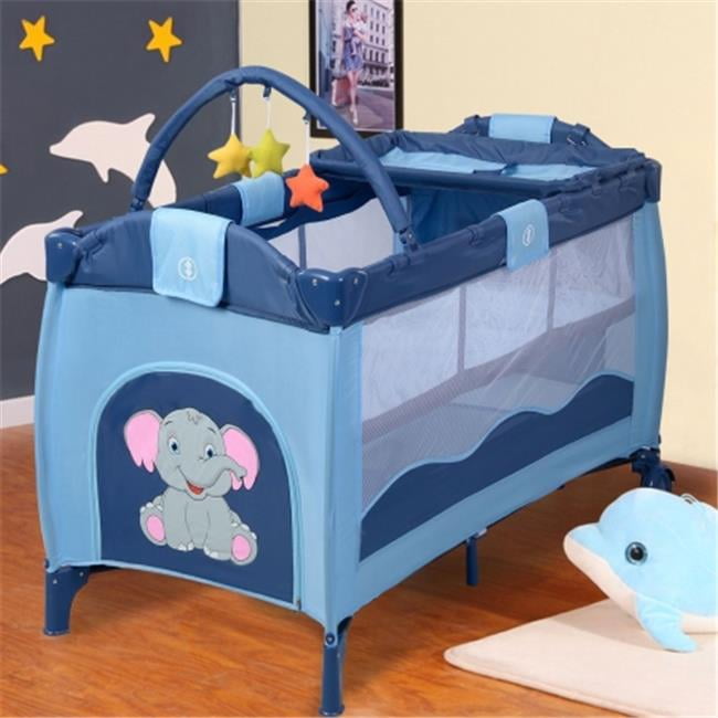 Portable Infant Baby Crib Playpen Bassinet Bed, Blue - Walmart.com