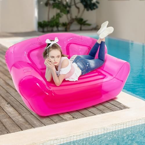 Portable Inflatable Couch, Pink Inflatable Sofa Inflatable Double ...