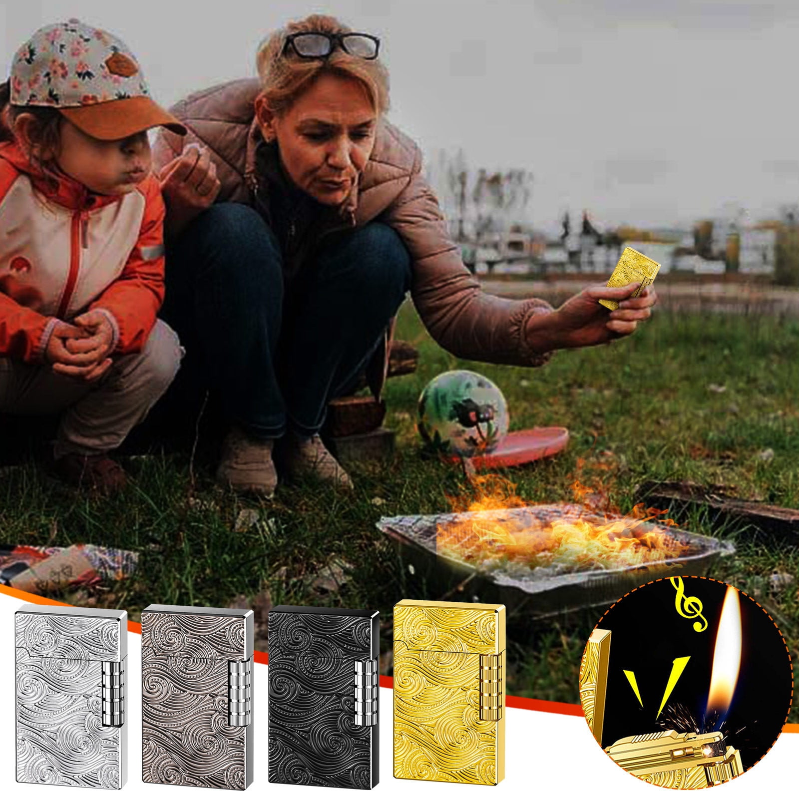 Portable Inflatable Flame Wheel Lighter, Stainless Steel Construction ...