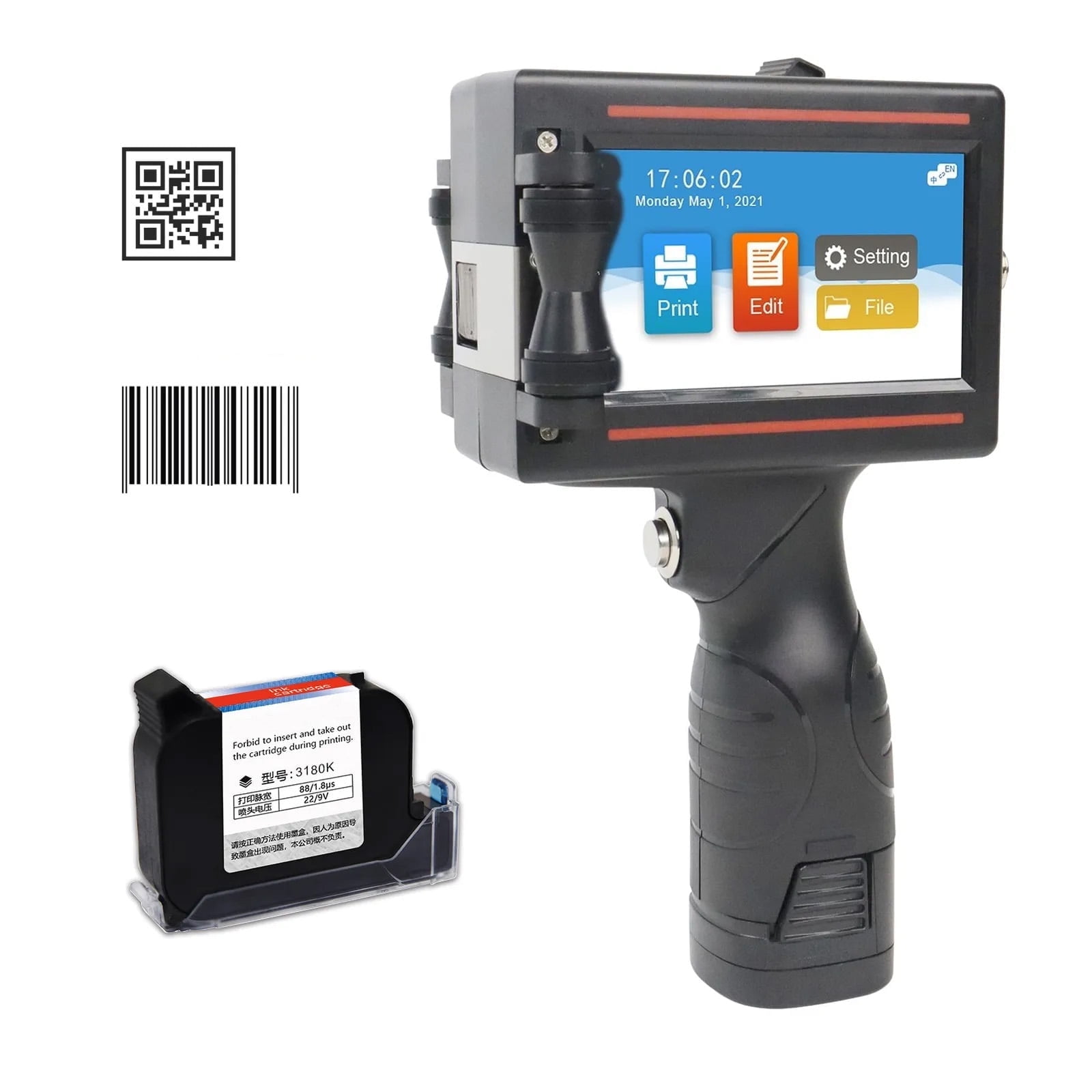 Portable Inkjet Printer for Barcode and Date Printing with Dry Ink ...