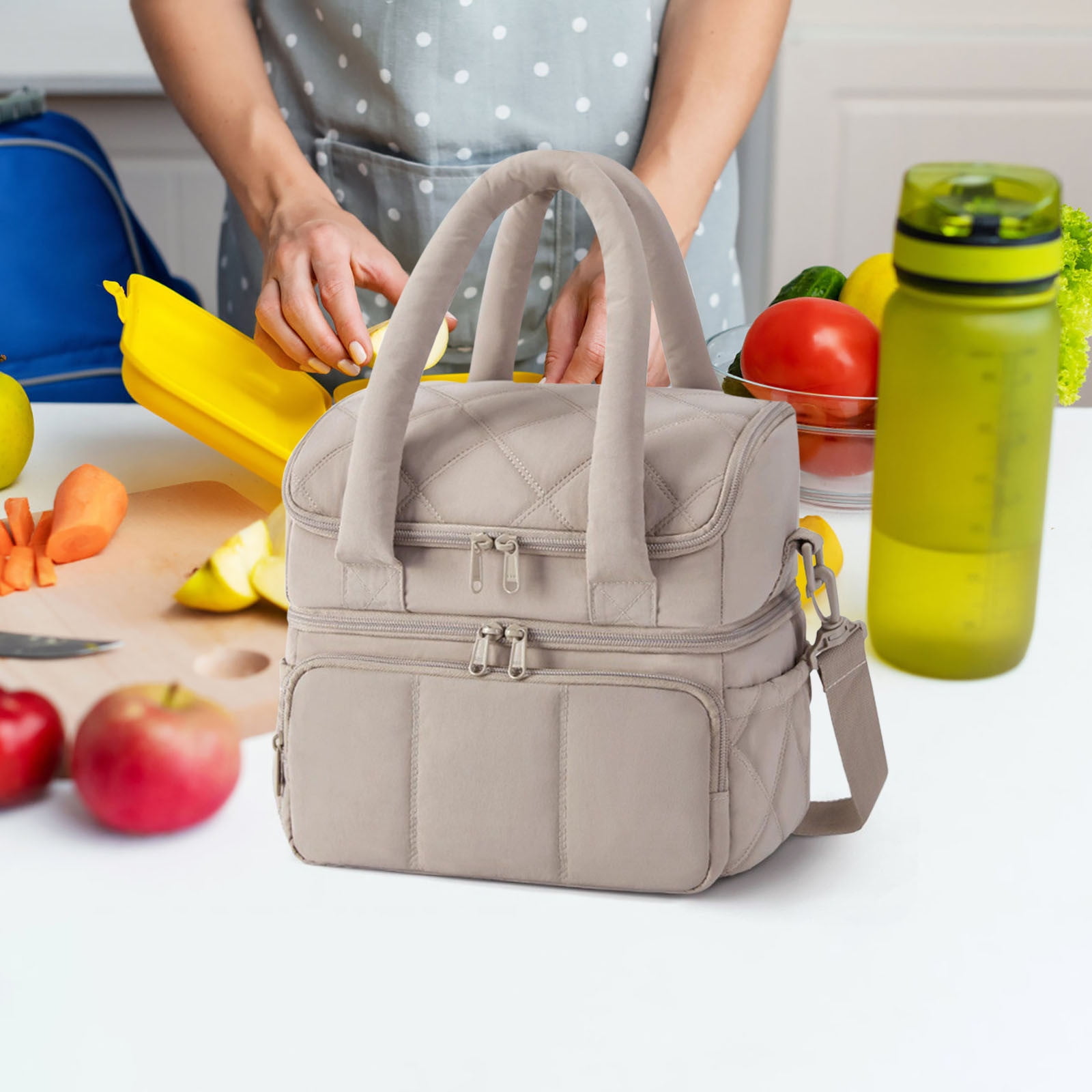 Portable Insulated Lunch Bag, Leakproof Food Carrier, Adjustable Straps ...