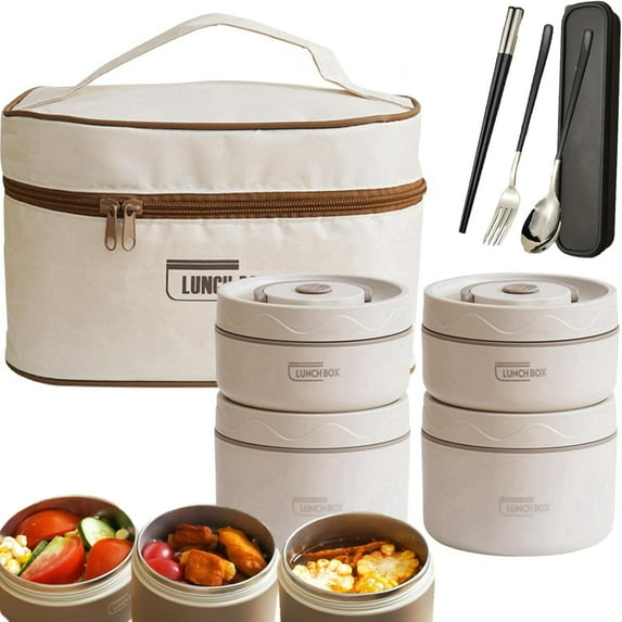 Portable Insulated Lunch Container Set, 2/3/4 Tier Separate Stackable ...