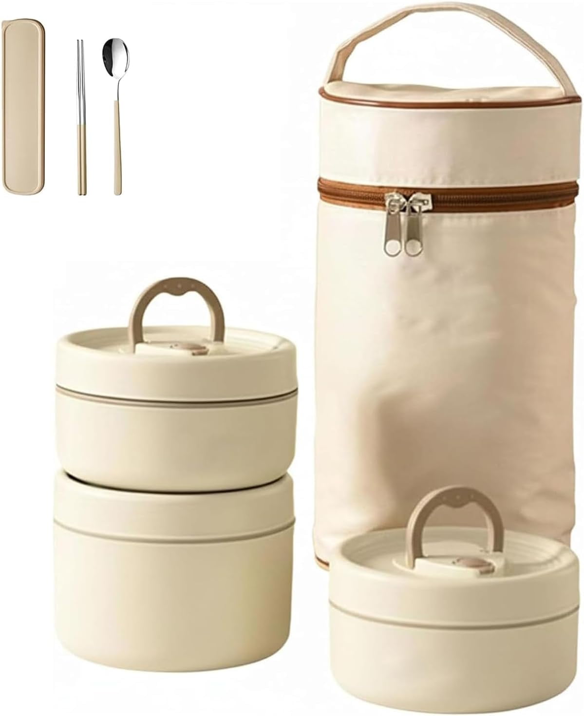 Portable Insulated Lunch Container Set, 4 Tier Separate Stackable ...