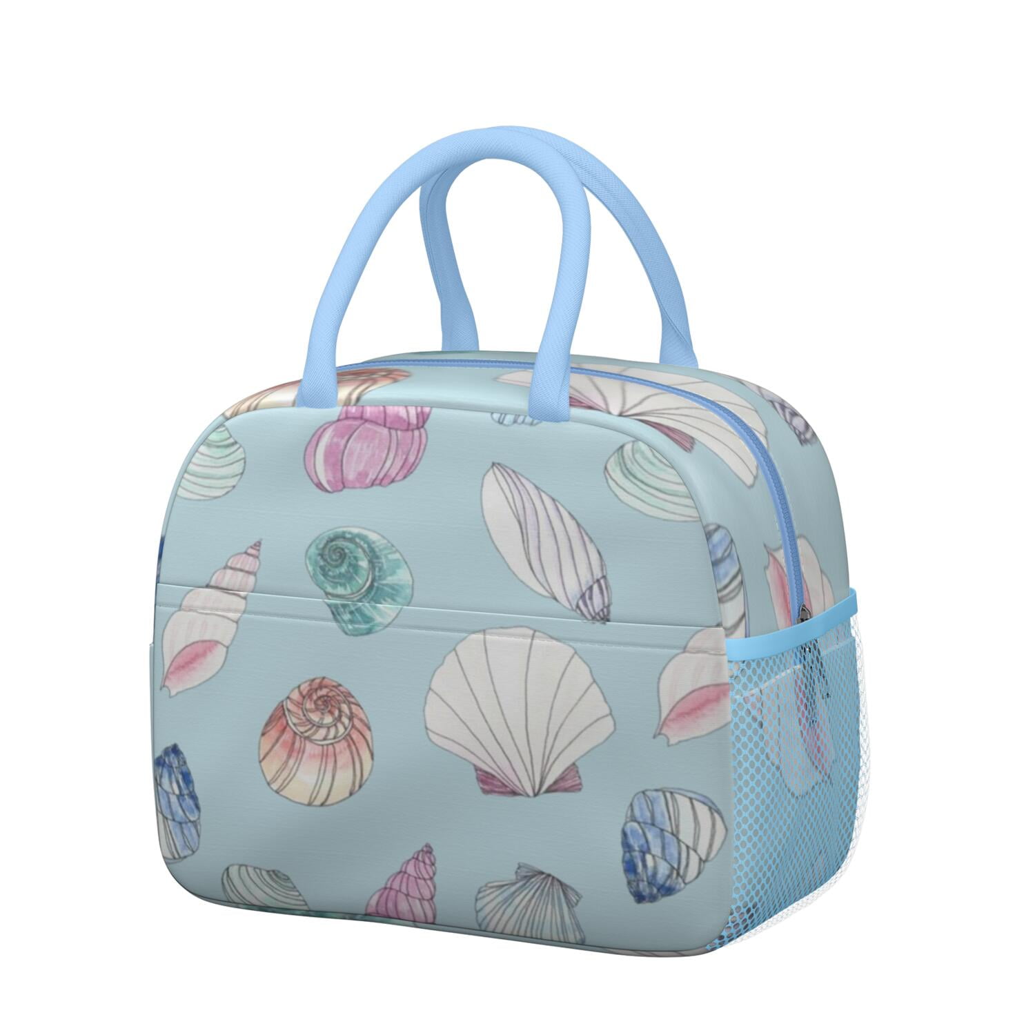Portable Insulated Lunch Tote with Nautical Spiral Seashell, Tropical ...