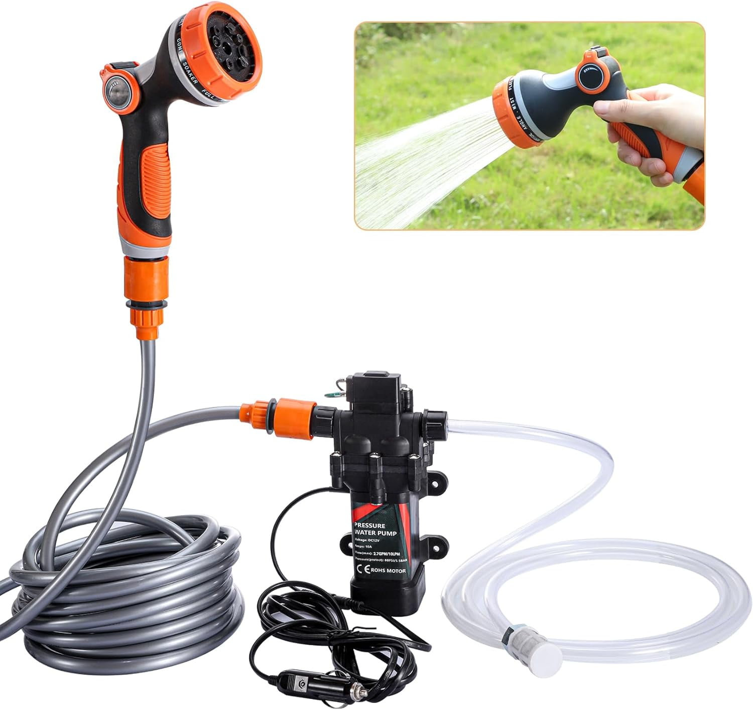 Portable Intelligent Electric Pressure Washer Pump 120W 80PSI 12V ...