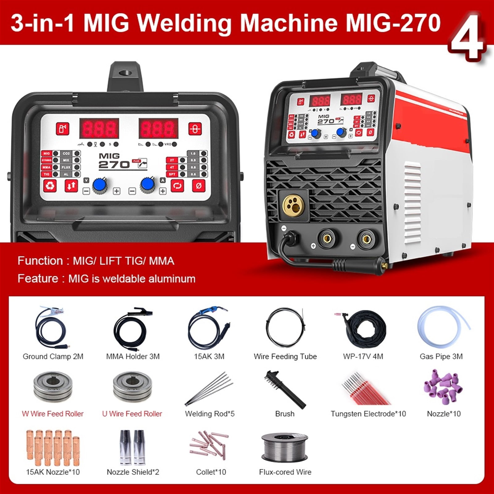 Portable Intelligent MIG Welder,MIG Welding Machine MIG/TIG/MMA 3 IN 1 ...