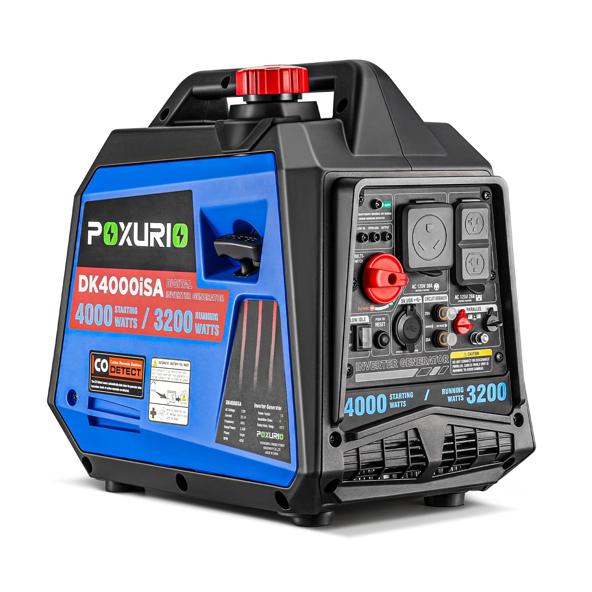 Portable Inverter Generator, 4000W Gas Powered Generator, Super Quiet ...
