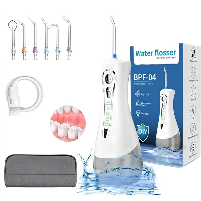 Portable KZE Water Dental Flosser Teeth Pick, Cordless 320ML ...