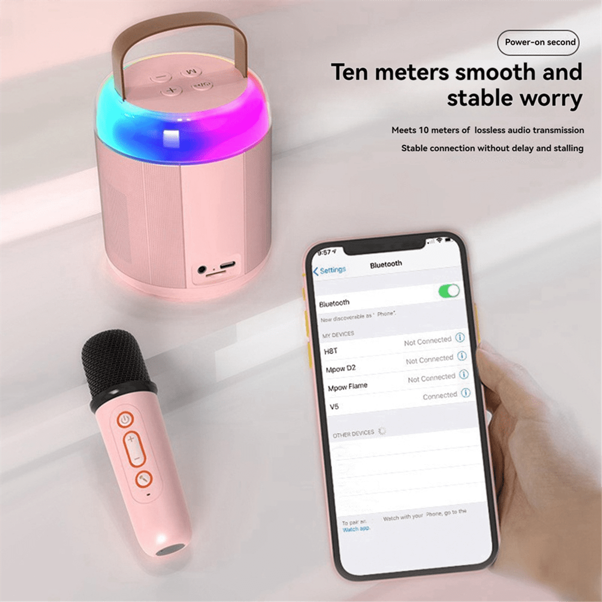 Portable Karaoke Machine Y2 KTV Bluetooth System Wireless Dual Microphone High-Fidelity Stereo ...