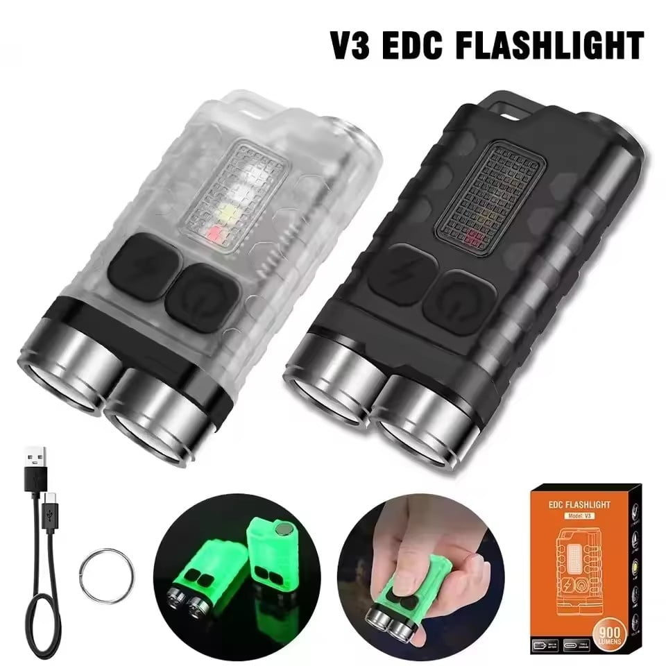 Portable Key Light 900LM EDC Micro Flashlight Type-C Rechargeable ...