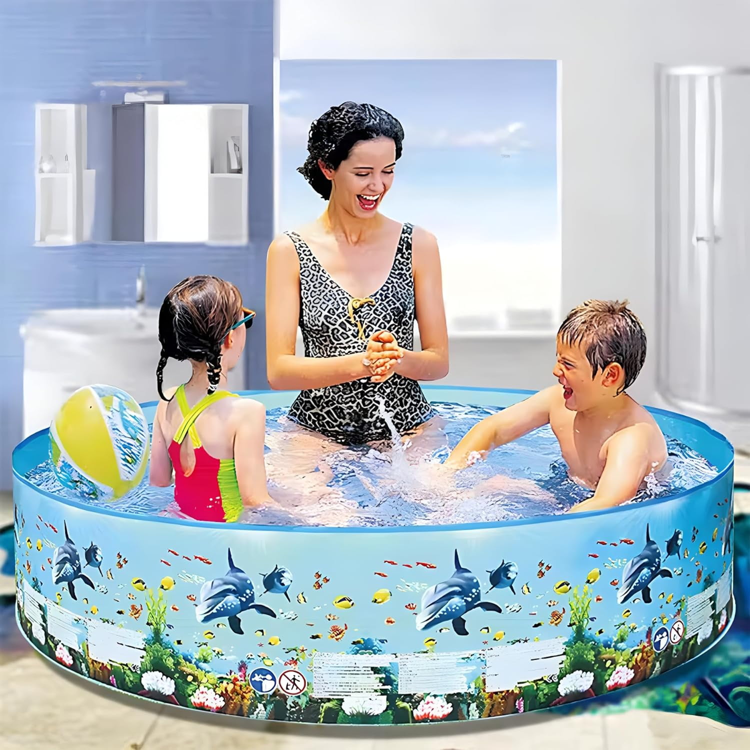 Portable Kiddie Pool for Kids - Hard Plastic Snapset Pool for Large ...