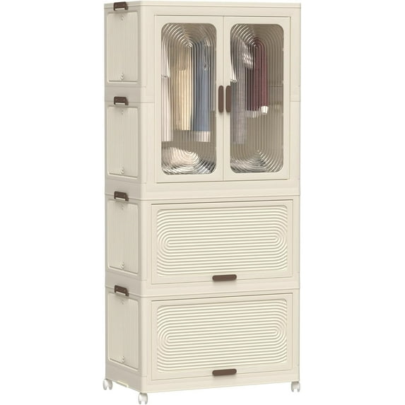 Portable Kids Closet, Children's Wardrobe Collapsible Plastic Wardrobe ...