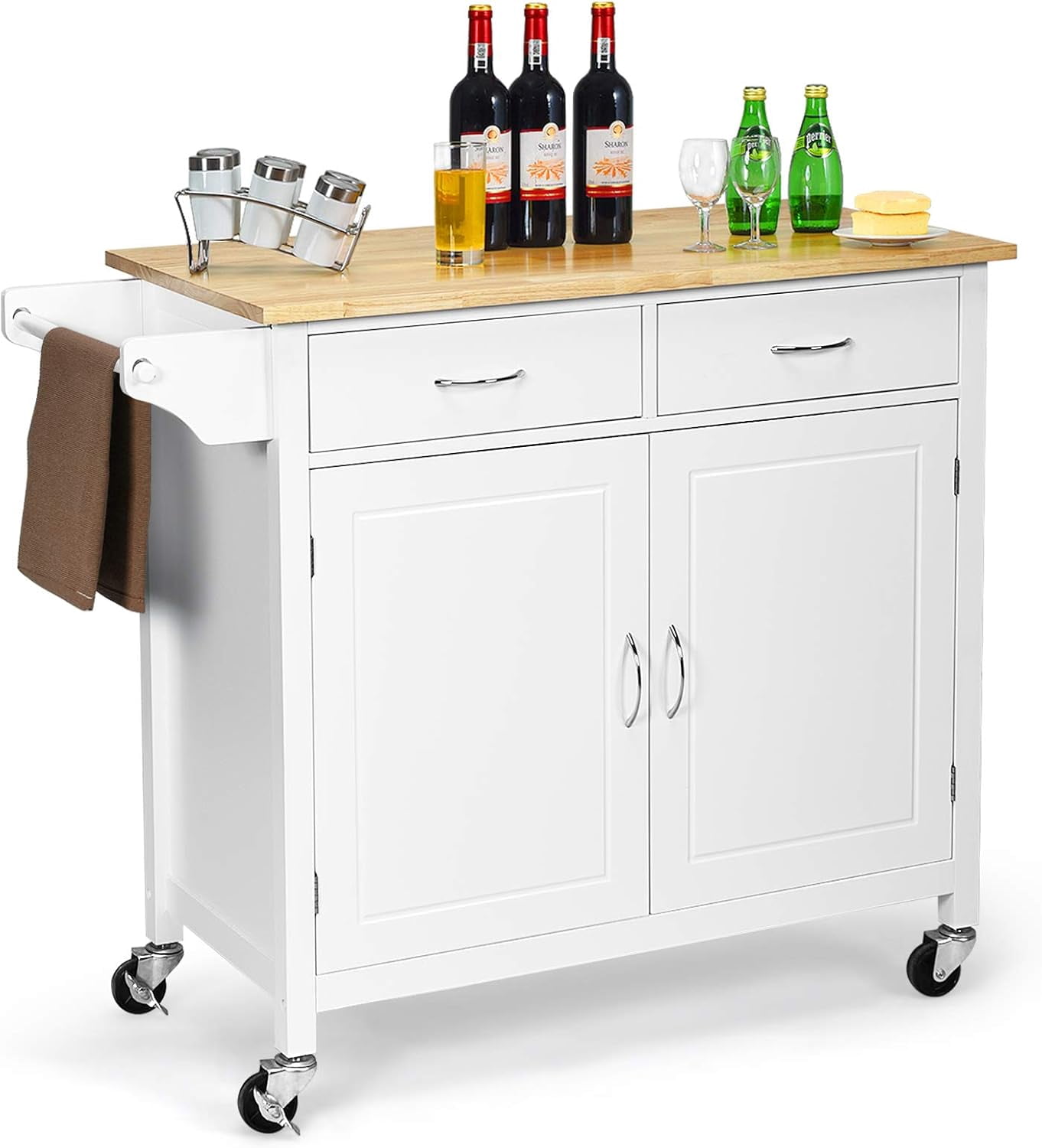 Portable Kitchen Island Cart with Storage and Drawers Rolling Storage ...