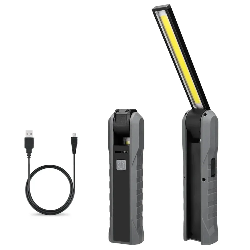 Portable LED COB Work Light USB Rechargeable Flashlight with Magnetic ...