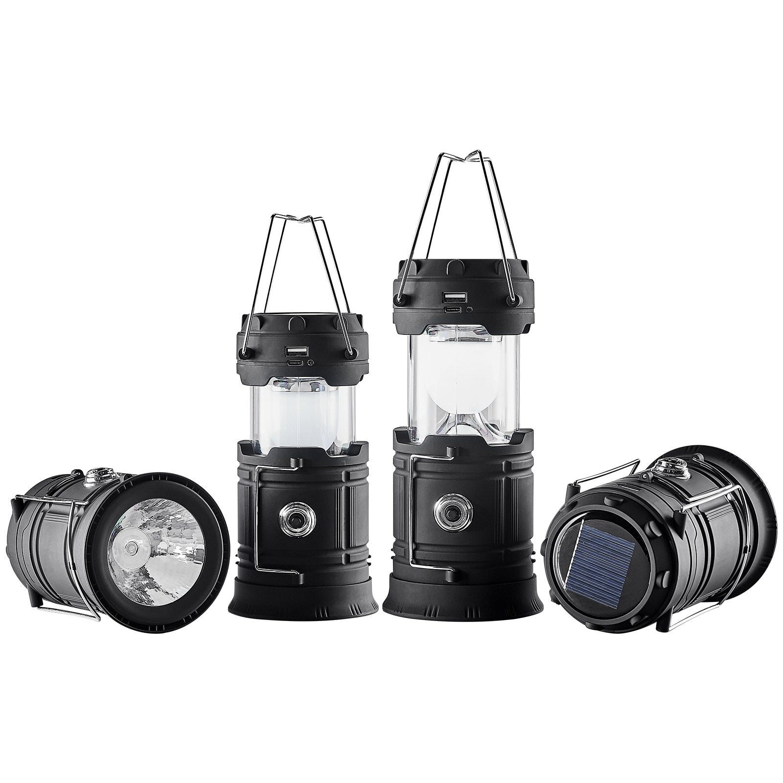 Portable LED Camping Lantern 4 PCs, Rechargeable Battery Bank, 3 Light ...